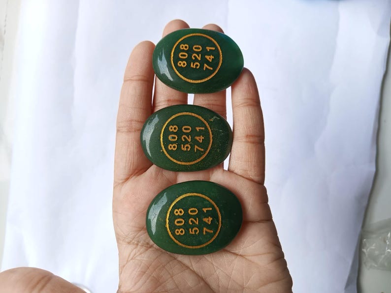 Green Jade Oval Shape Money Zibu Symbol Coin Crystal, Spiritual Healing ...