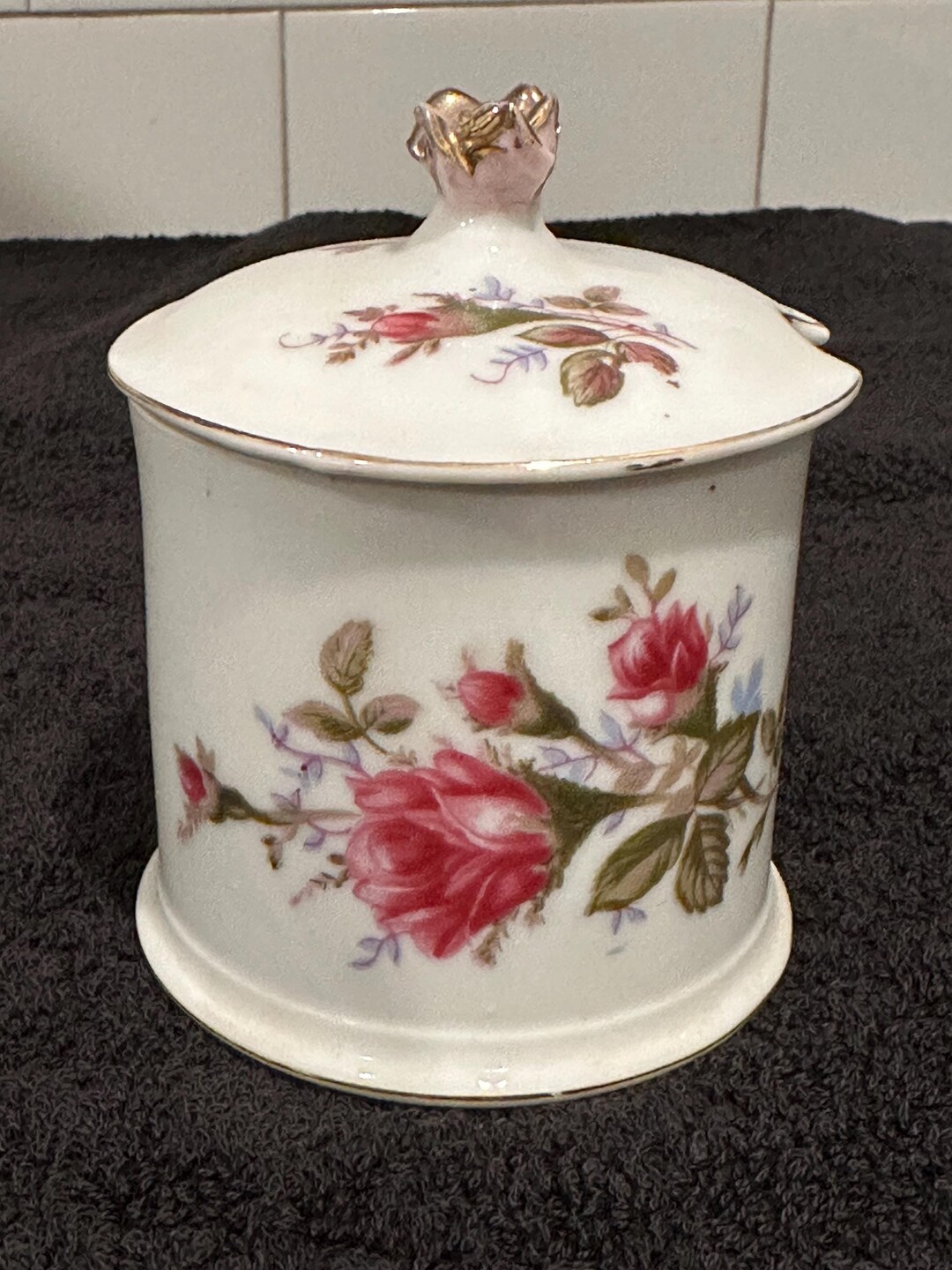 Lipper and Mann (L & M) Jam Jelly Jar and Lid Pompadour Rose Pink With ...