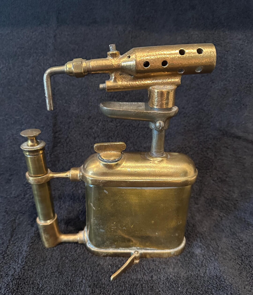 Vintage Flat Tank Blowtorch 1918 Swing Out Stand Brass and Iron Antique ...