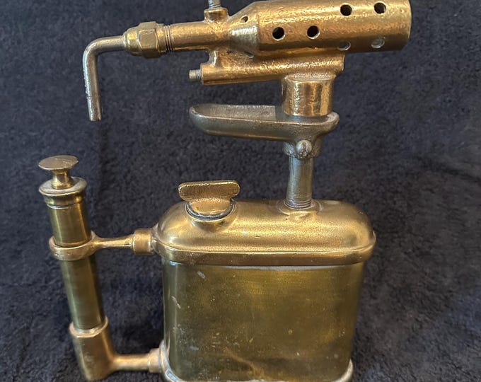 Vintage Flat Tank Blowtorch 1918 Swing Out Stand Brass and Iron Antique ...