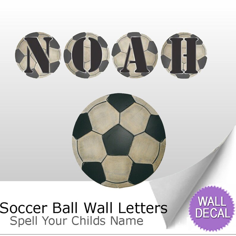 Alphabet Letter Soccer Ball Name Wall Sticker Decal Letters | Etsy