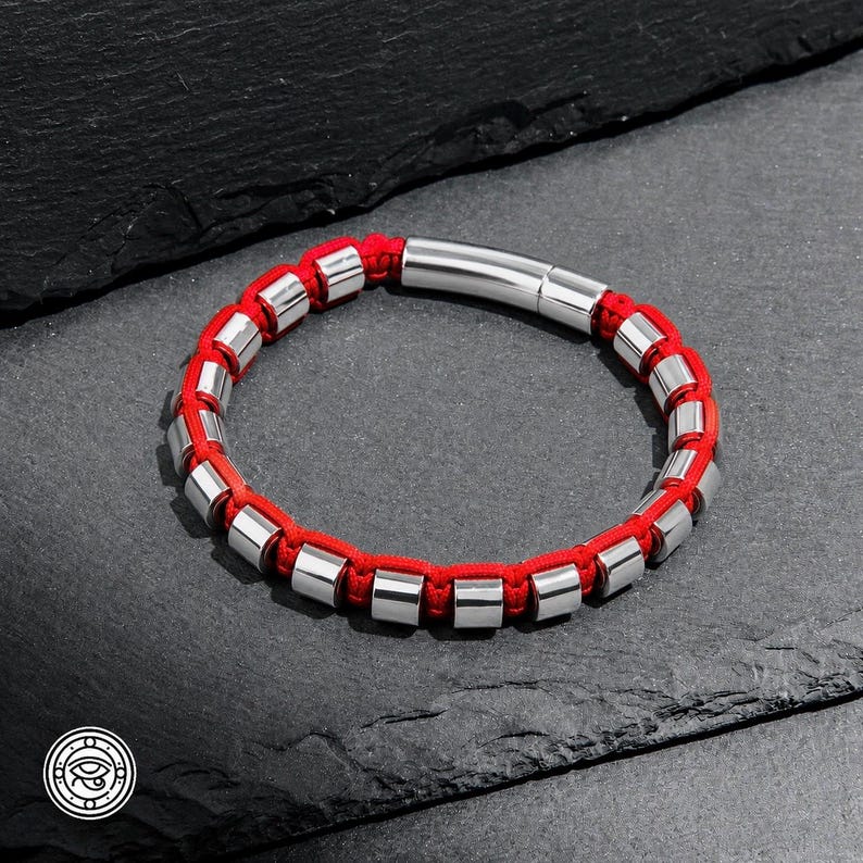 Gold & Silver Red String Protection Bracelet, Never Fade Beads, Modern ...