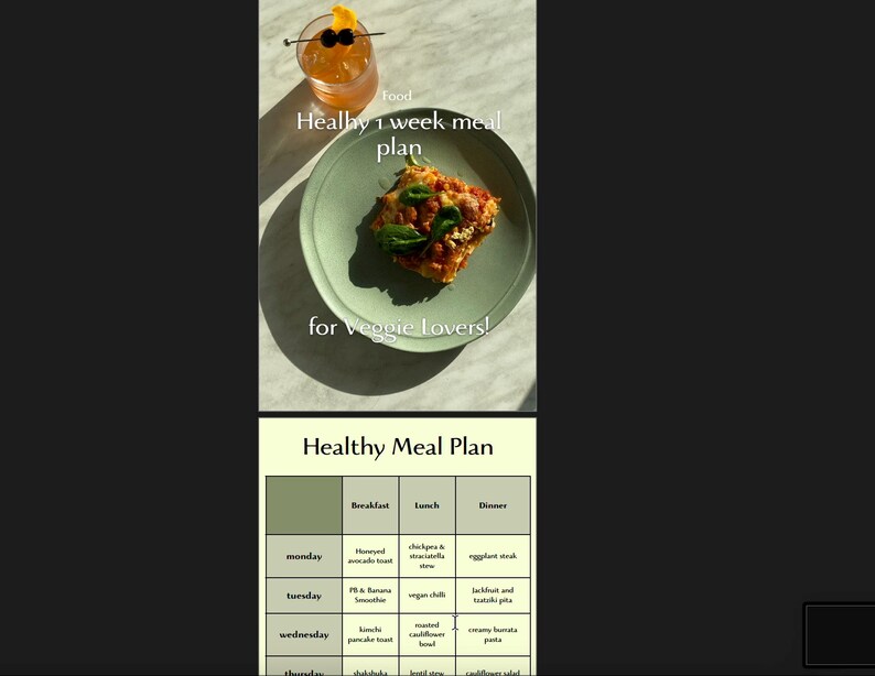 1 Week Healthy Meal Plan (for Veggie Lovers) - Etsy