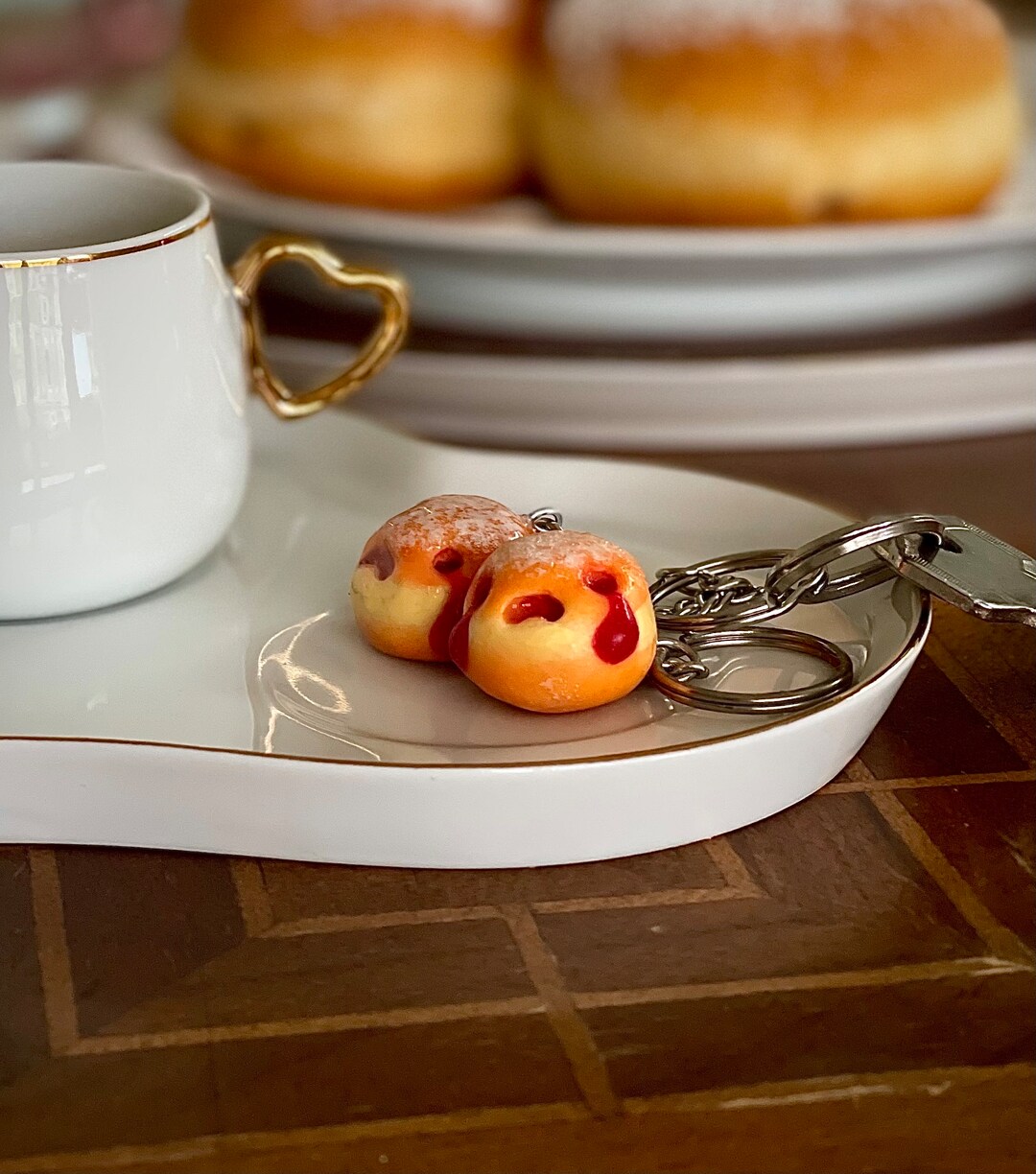 Polymer Clay Pastry Keychain, Food Desk Friend, Glazed Small Cute ...