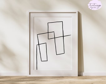 Abstract Scribble Fine Line Art Printable One Line Art Print Minimalist ...