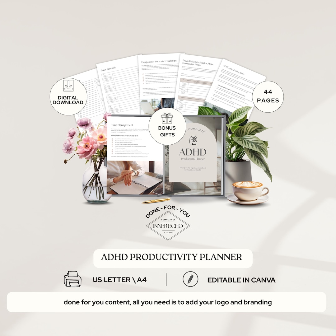 ADHD Productivity Planner, Coaches, Therapists, Habit Tracker, Coaching ...