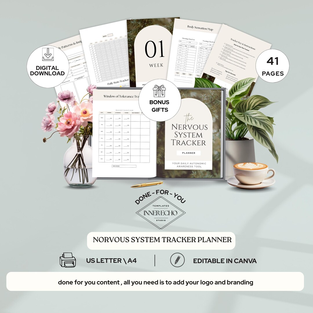 Nervous System Regulation Planner, Canva Editable Template, Mindfulness ...