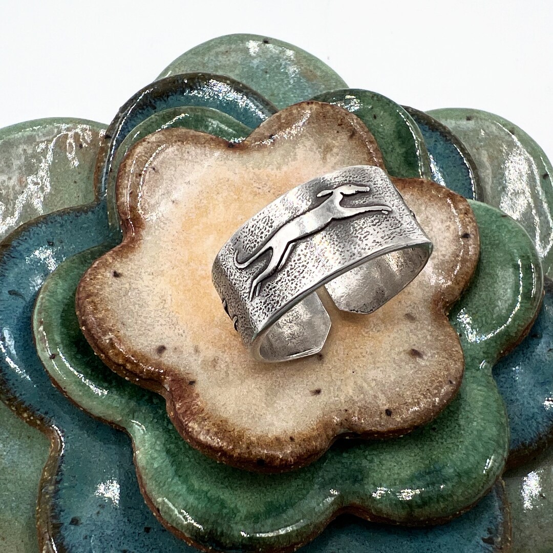 Running Greyhounds Ring Sterling Silver Greyhound Whippet Galgo Italian ...