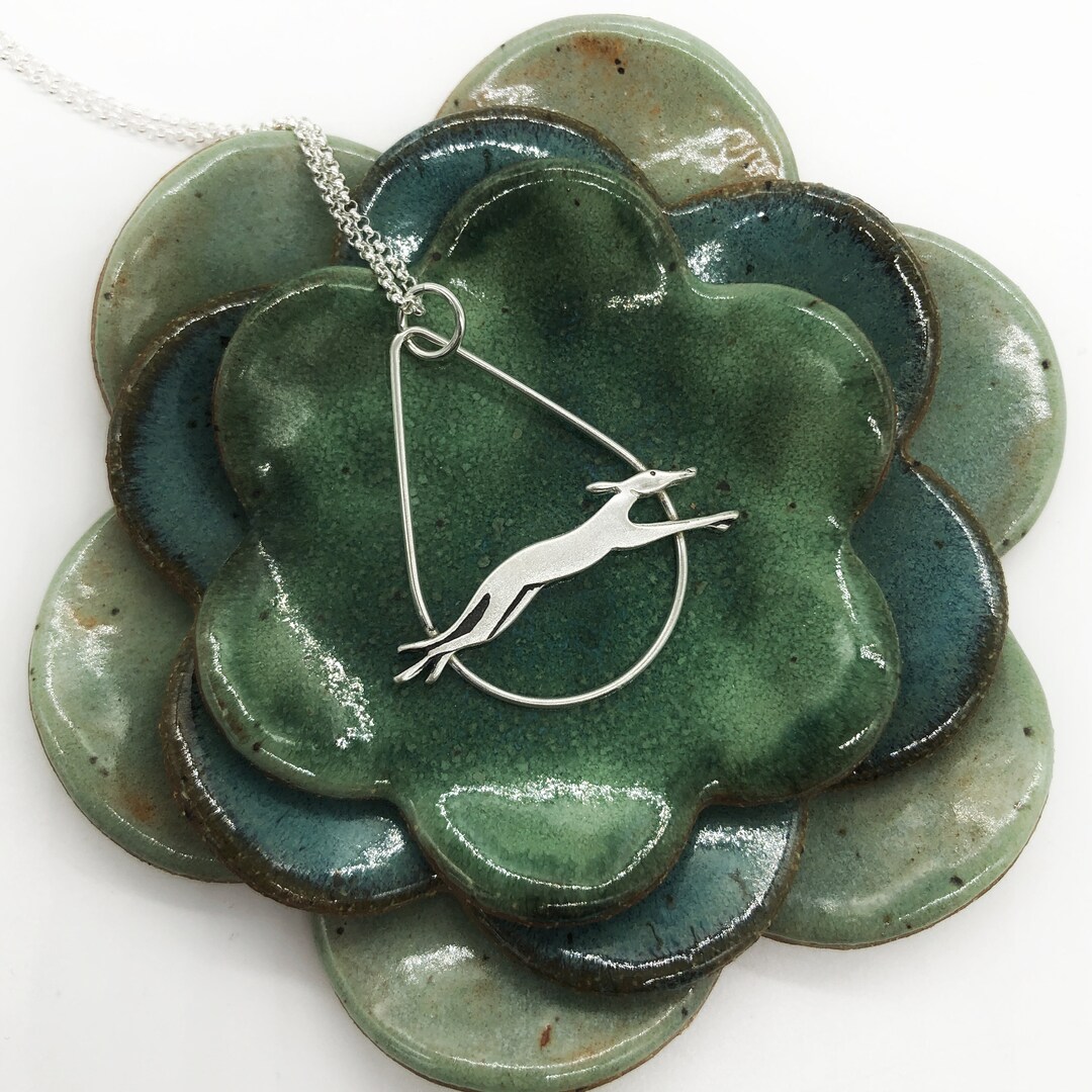 Running Greyhound Sterling Pendant - Greyhound Jewelry - Whippet ...