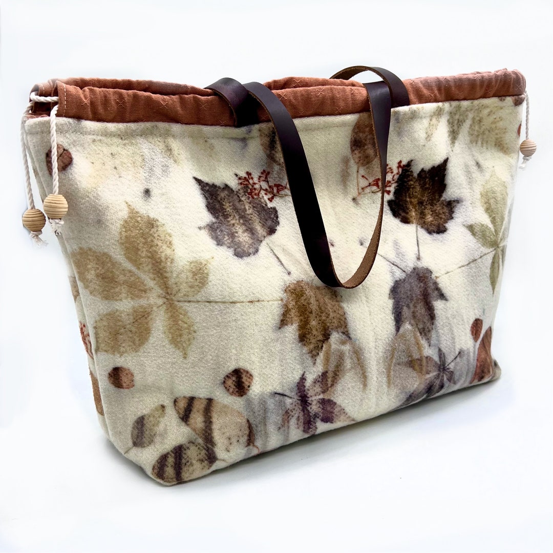 Eco Printed Cinch Bag - Eco Print - Hand Dyed Project Bag - Eco Printed ...