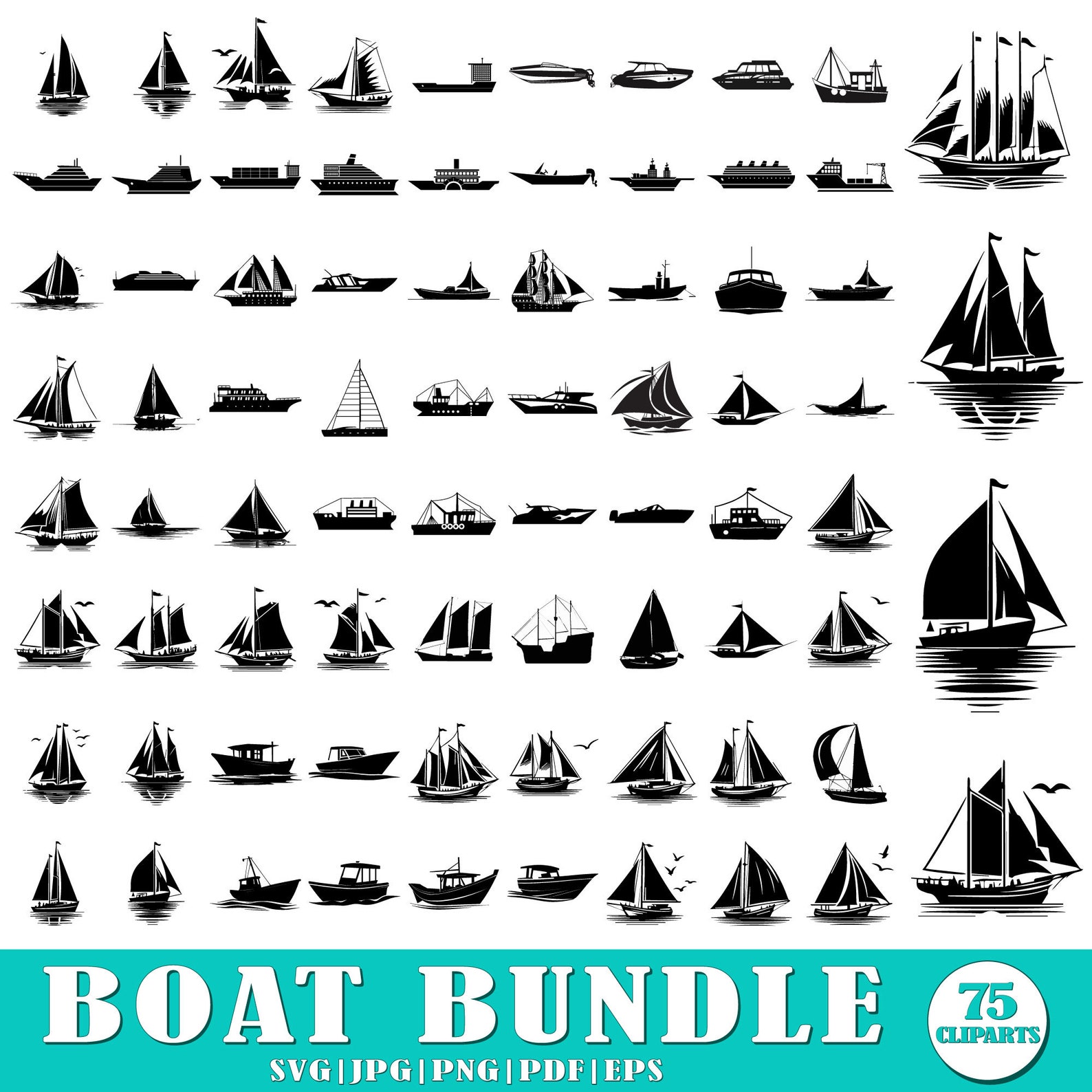 Boat Svg Bundles, Sail Boat Svg Bundles, Speedboat Svg, Ship Boat Svg ...