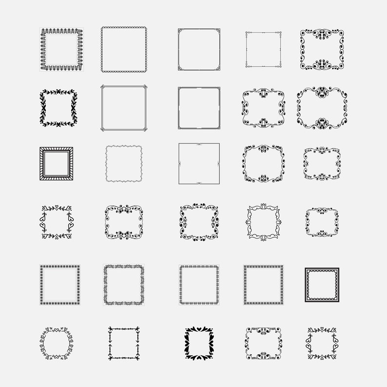 Square Frame Svg, Square Frame PNG Bundle, Square Clipart, Frame Svg ...
