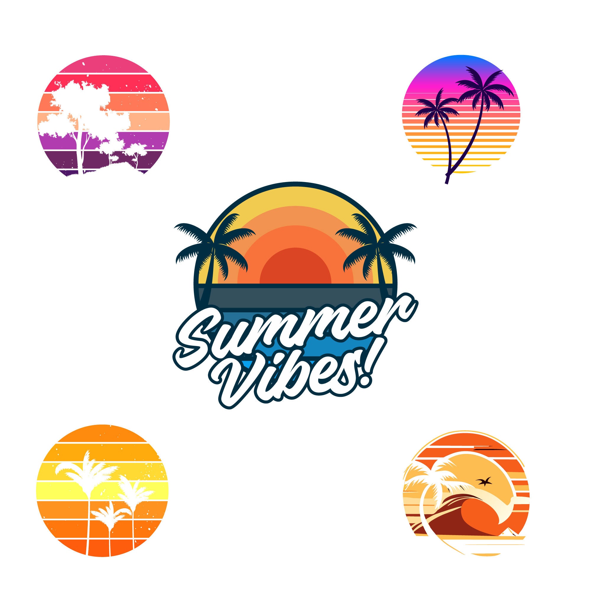 Cute Retro Sunset Svg Bundles, Vintage Palm Tree Sunset, Retro Sunset ...