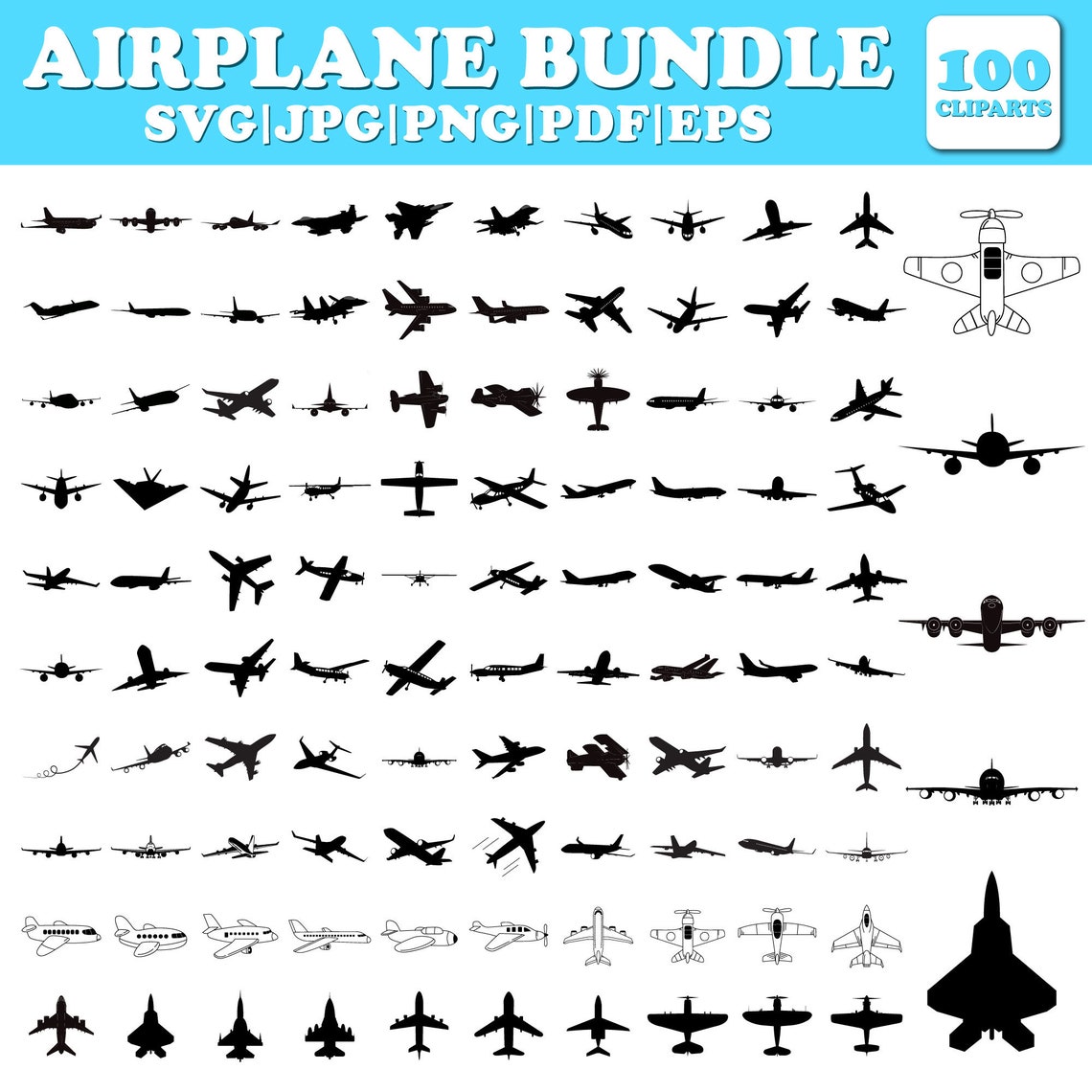100 Airplane Svg, Air Plane Clipart, Airplane PNG, Airplane Silhouette ...