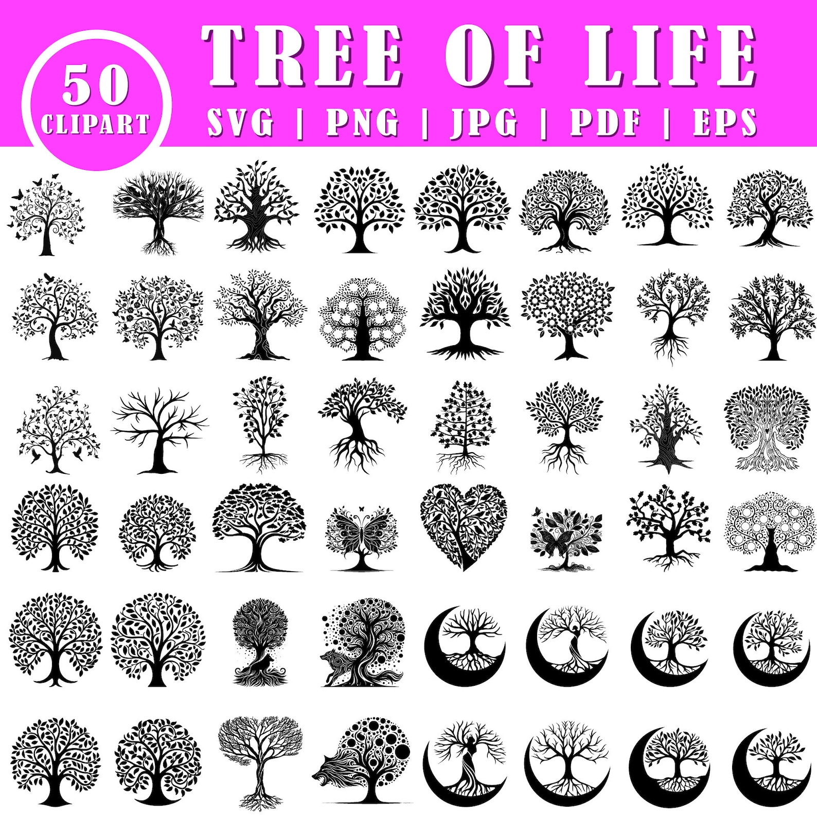 Tree of Life Svg Bundles, Tree Svg, Tree Family Svg, Tree of Life ...