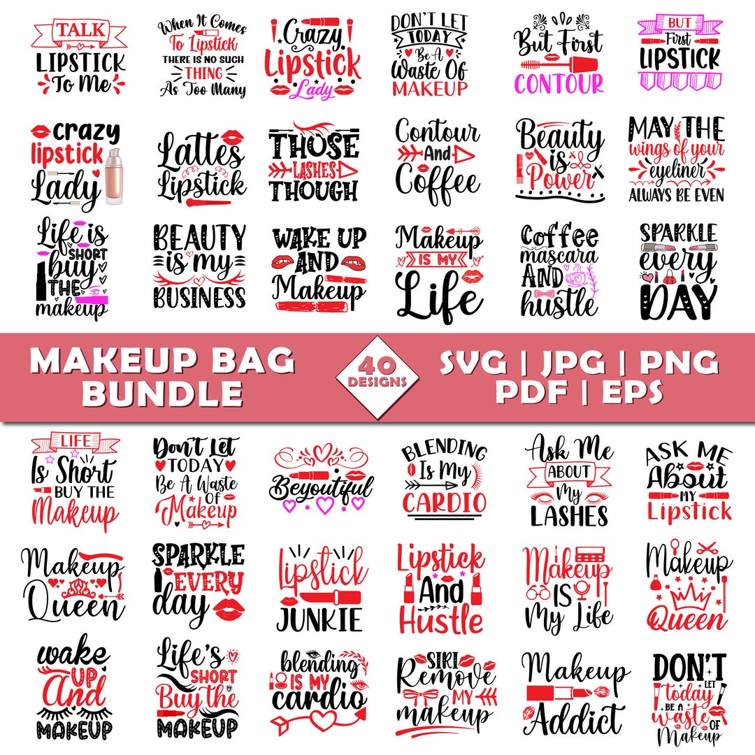 Cute Makeup Bag Svg Bundles, Cosmetic Bag Svg Bundles, Beauty Bag ...