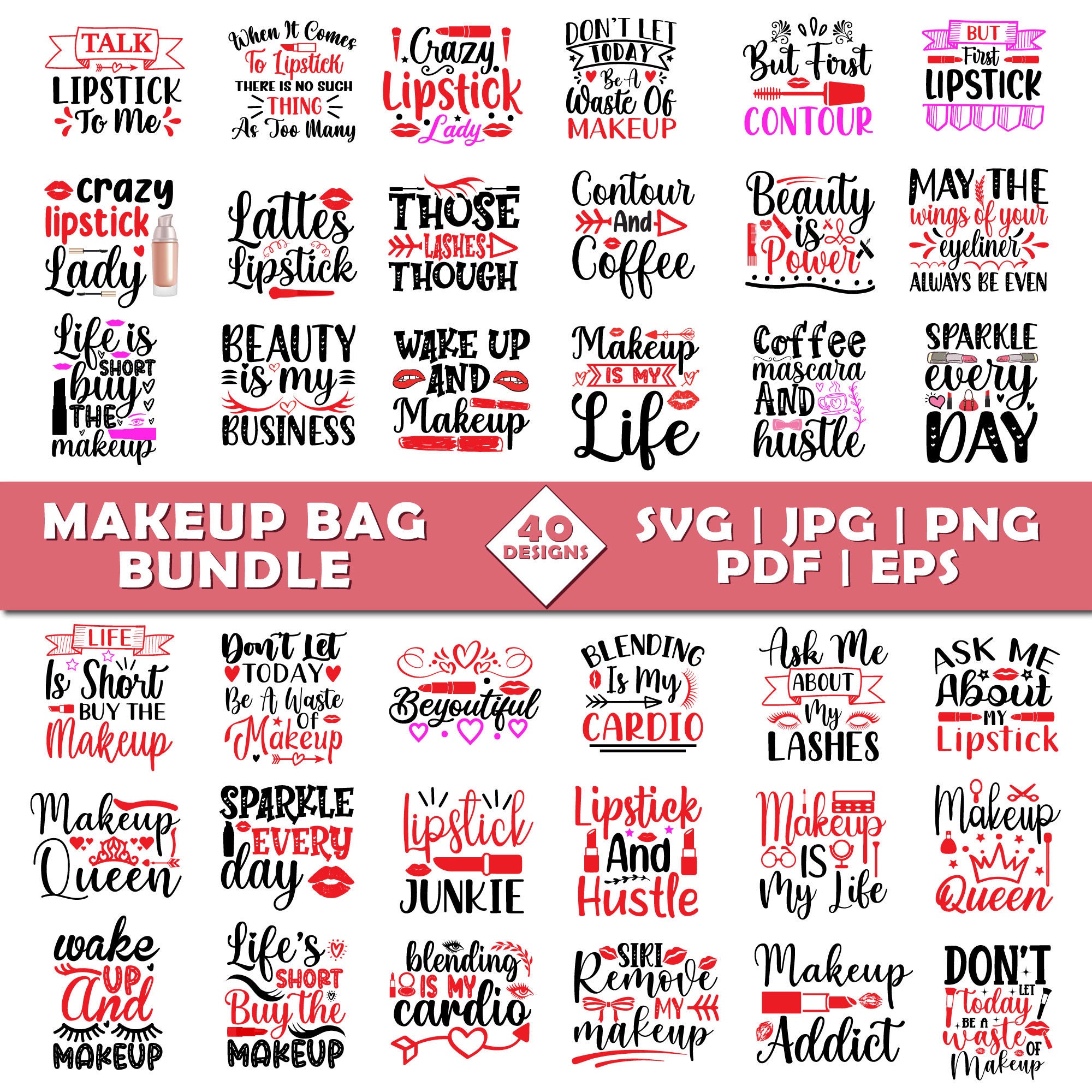 Cute Makeup Bag Svg Bundles, Cosmetic Bag Svg Bundles, Beauty Bag ...
