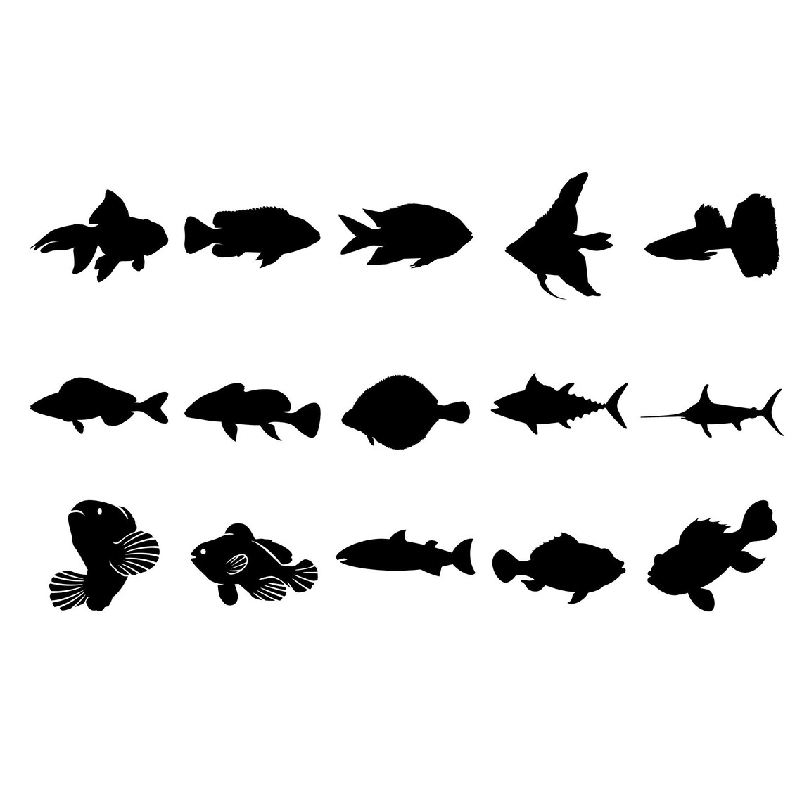 Lots de poissons Svg, Lots PNG de poisson, Clipart poisson, Silhouette ...