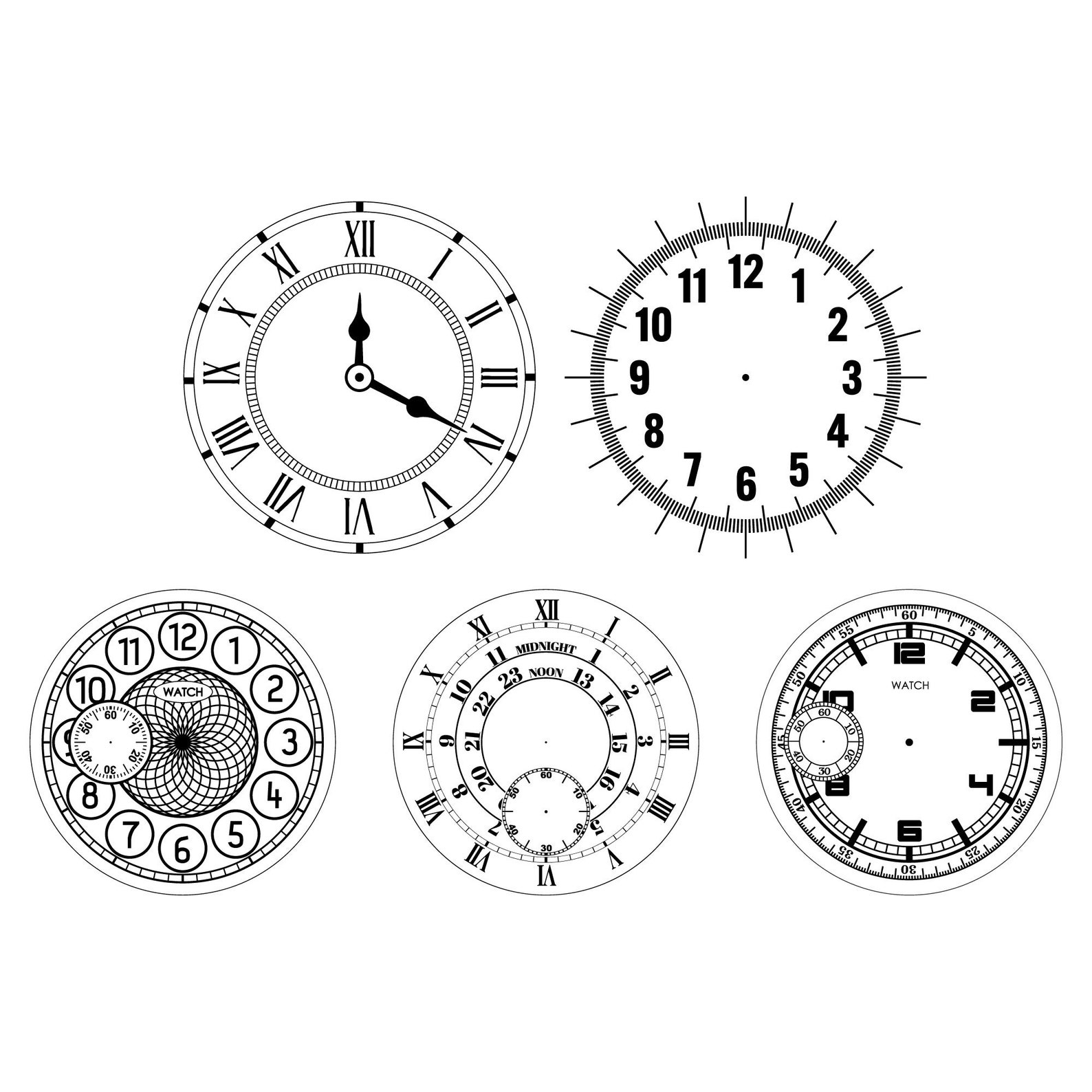 Cute Clock Face Svg Bundles, Clock Face PNG, Clock Face Clipart, Clock ...