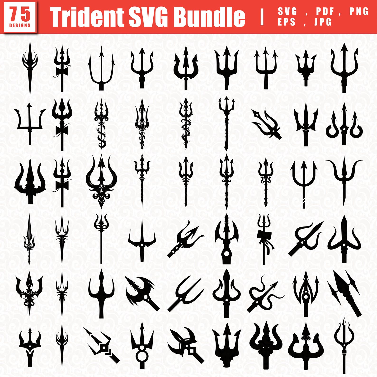 Cutetrident Svg Bundles, Trident Svg Art, Trident Clipart, Trident PNG ...