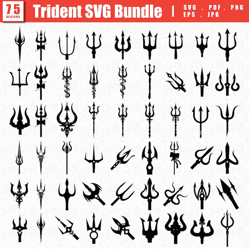 Cutetrident Svg Bundles, Trident Svg Art, Trident Clipart, Trident PNG, Trident Cut Files, Spear ...