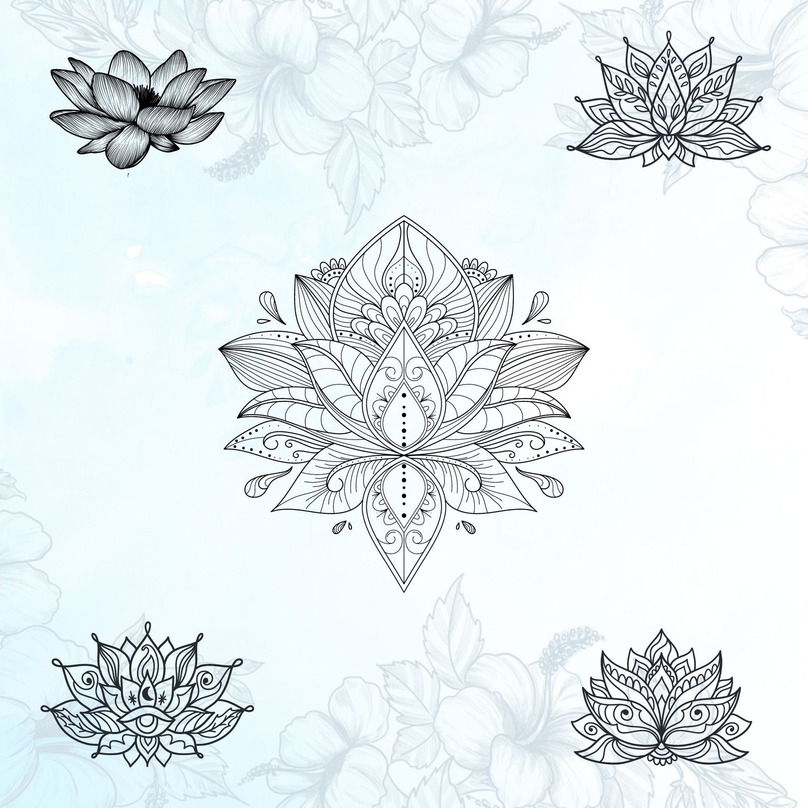 Lotus Flower Svg, Flower Svg Clip Bundles, 30 Lotus Flower Designs ...