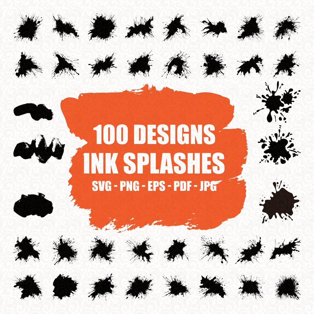 Ink Splash Svg Bundles, Black Ink Splash Clipart, Pen Ink Svg Bundles ...