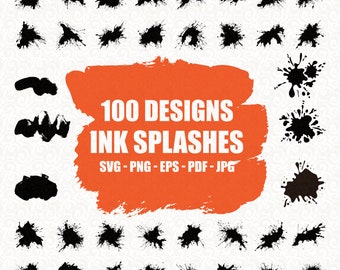 Pen Ink Splash Svg Bundles, Black Ink Splash Clipart, Pen Ink Svg ...