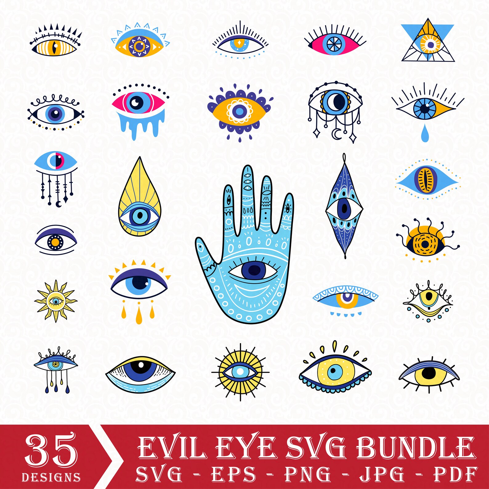 Colorful Evil Eye Svg Bundles, One Eye Svg Bundles, Eye Svg Bundles, Evil Eye Clipart, Hamsa ...
