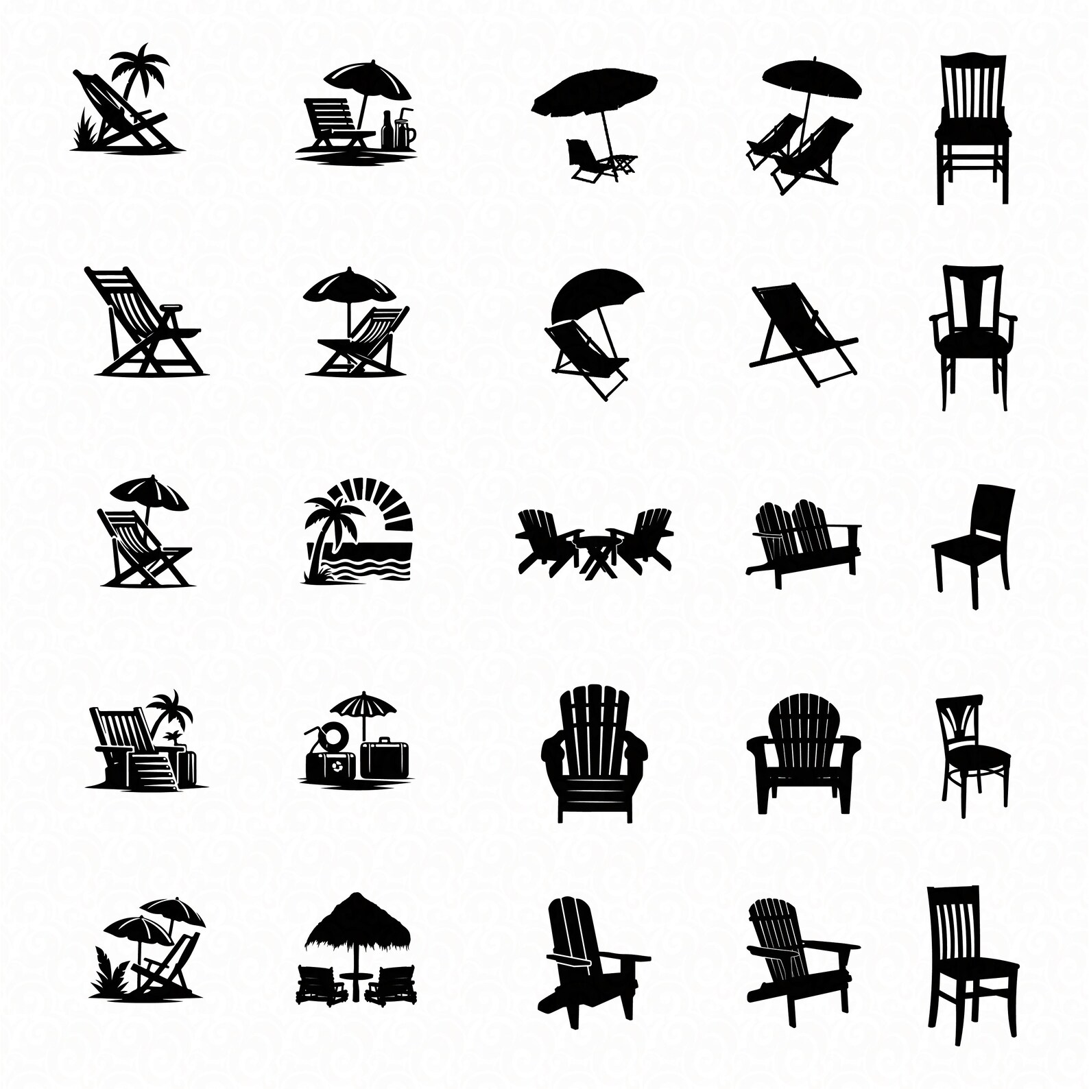 Cute Chair Svg Bundles, Chair Clipart, Beach Chair, Vacation Chair Svg ...
