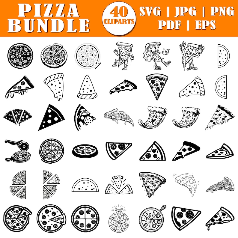 Cute Pizza Svg Bundles, Pizza Slice Svg Bundles, Pizza Clipart, Pizza ...