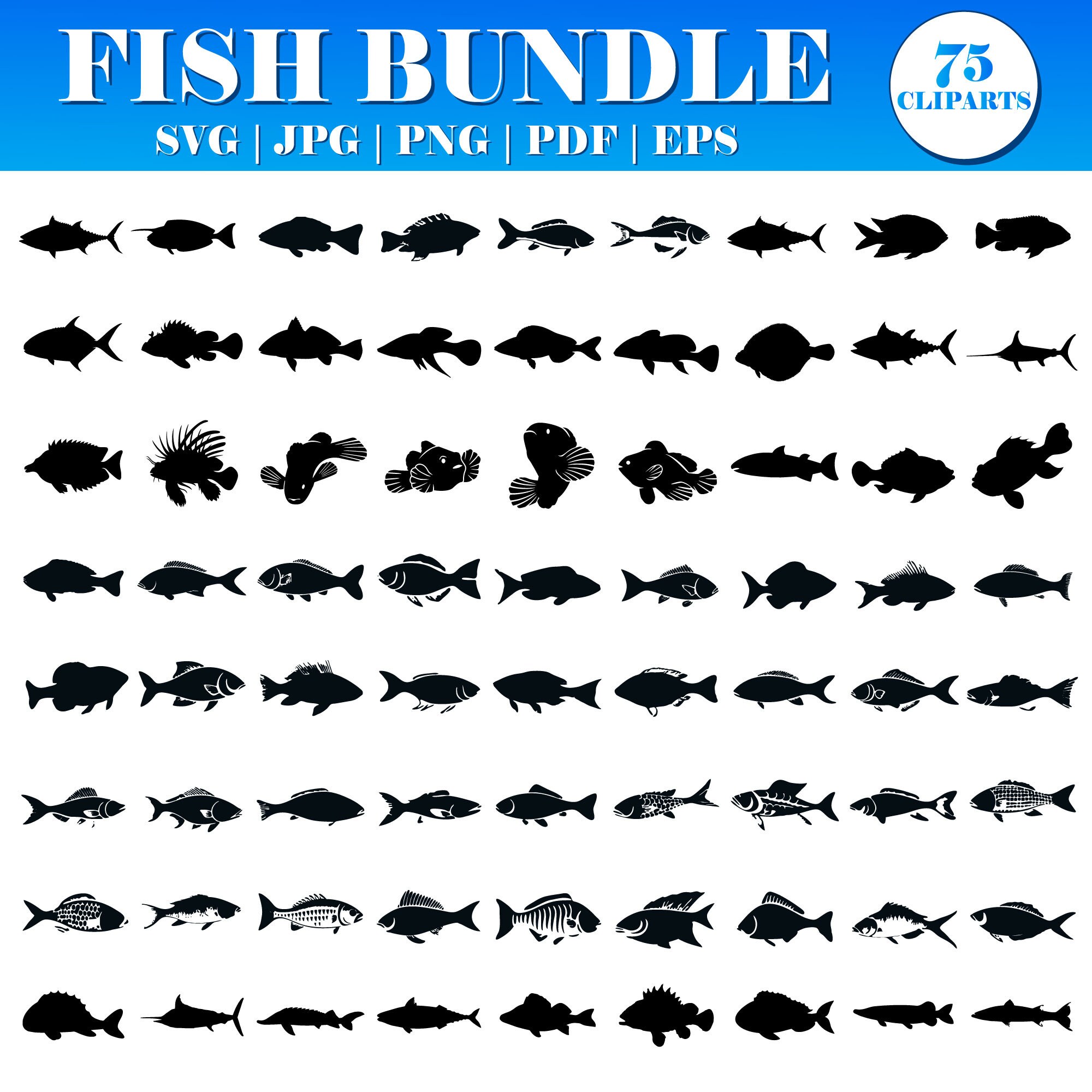Fish Svg Bundles, Fish PNG Bundles, Fish Clipart, Fish Silhouette, Fish ...