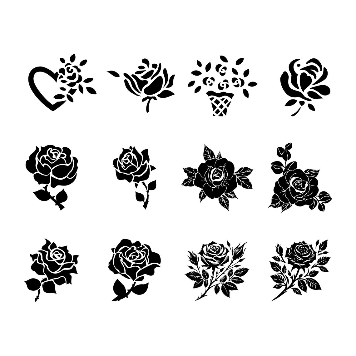 Rose Flower Svg Bundles, Rose Svg, Rose Flower Clipart, Rose Flower PNG ...