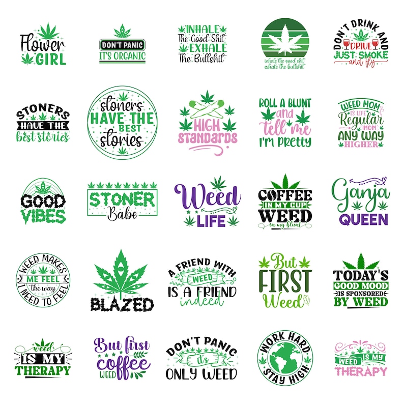 Cute Weed Svg Bundles, Weed Clipart, Weed PNG, Weed Quotes for Prints ...
