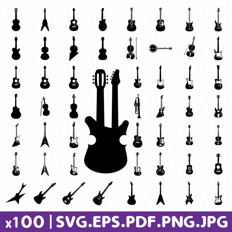 Guitar Svg Bundles, Guitar Svg, Guitar Clipart, Guitar PNG, Music ...