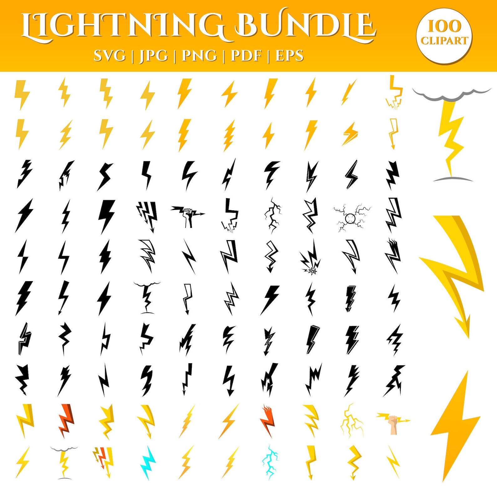 Lightning Svg Bundles, Thunder Svg, Lightning Bolt Svg Bundles, Flash ...