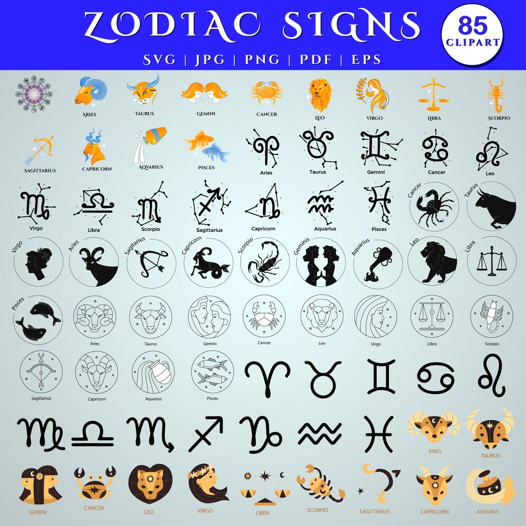 Zodiac Signs Svg, Horoscope Svg, Star Signs Svg, Zodiac Constellation ...
