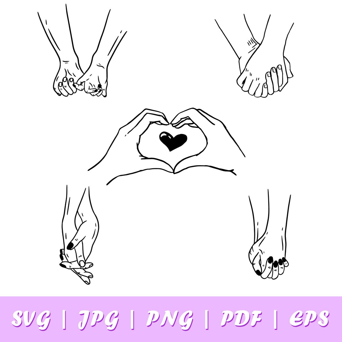 Holding Hands Svg Bundles, Lover Holding Hands PNG, Friendship Holding ...