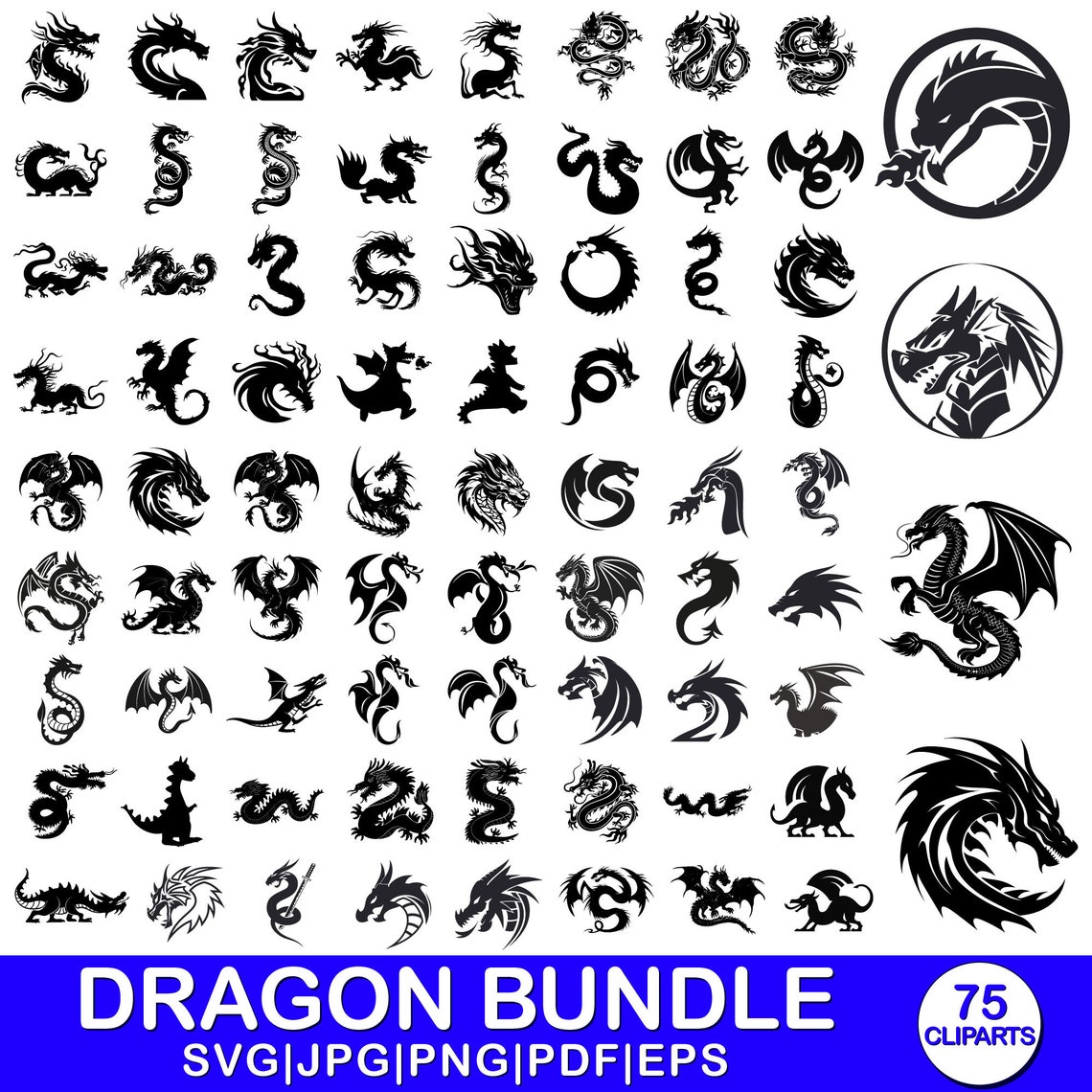 Dragon Svg Bundles, Dragon PNG, Dragom Clipart, Dragon Svg Cut Files ...