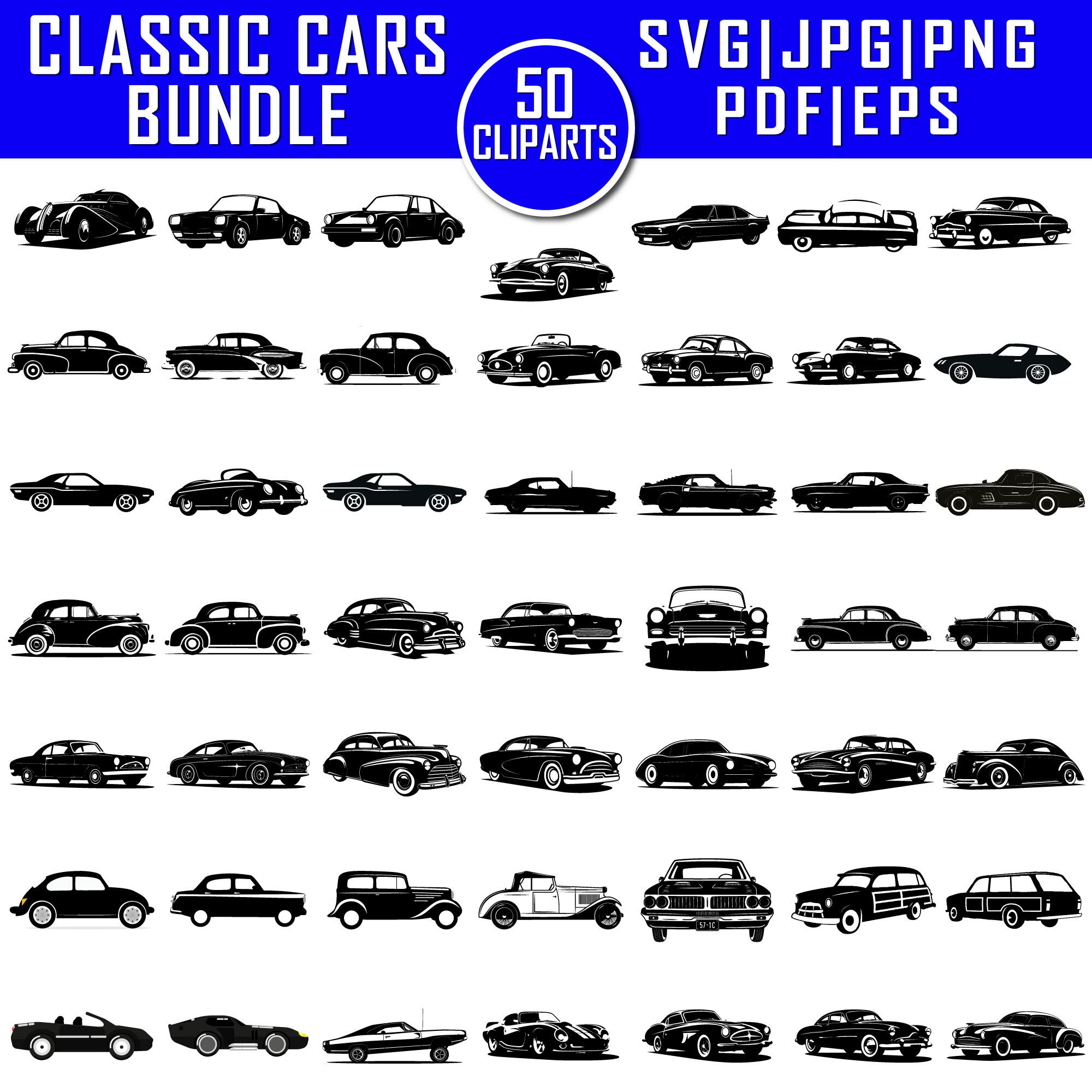 Classic Cars Svg Bundles, Vintage Cars Bundles, Cars Clipart, Cars Svg ...