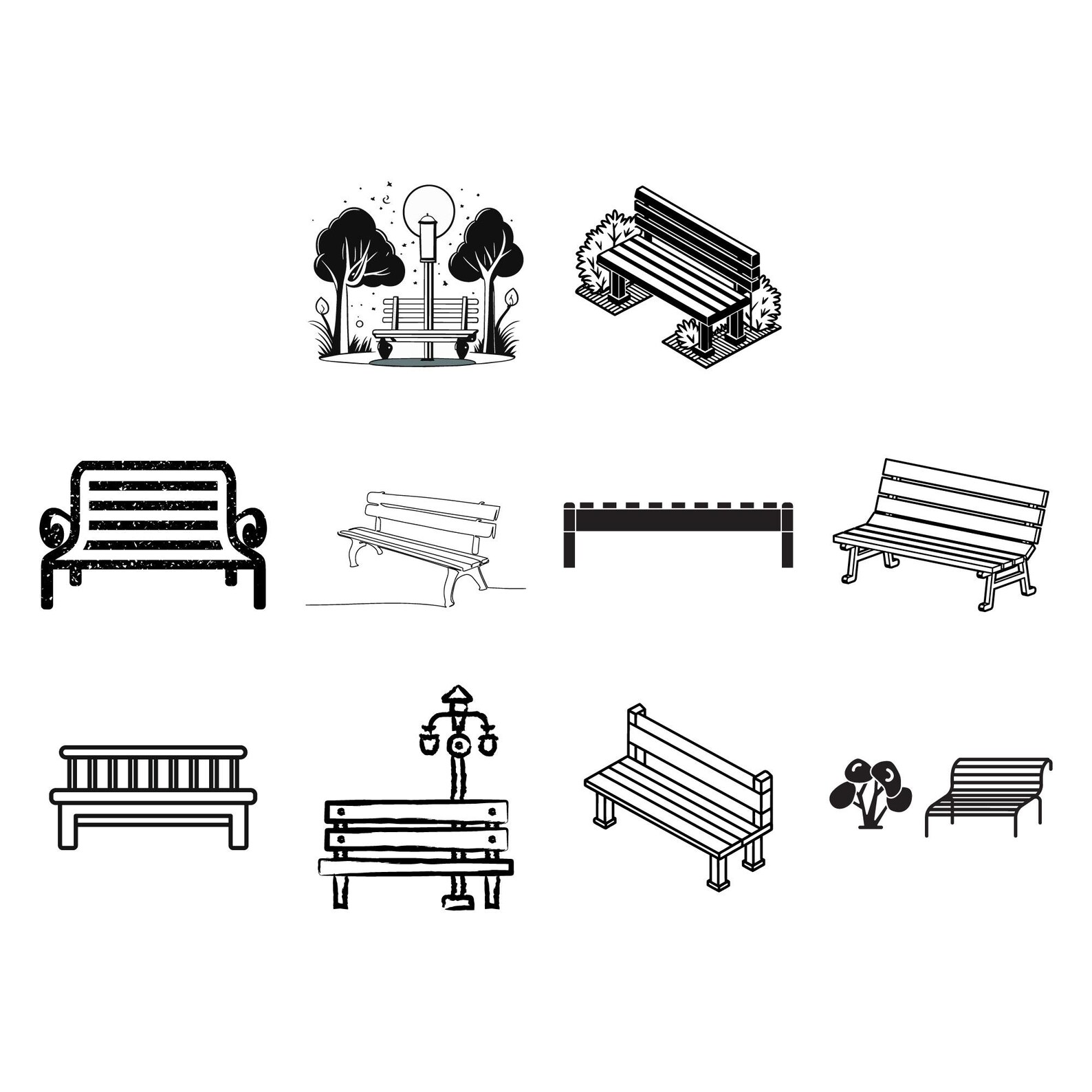 Garden Bench Svg Bundles, Bench Svg, Furniture Bench Svg, Bench Clipart ...