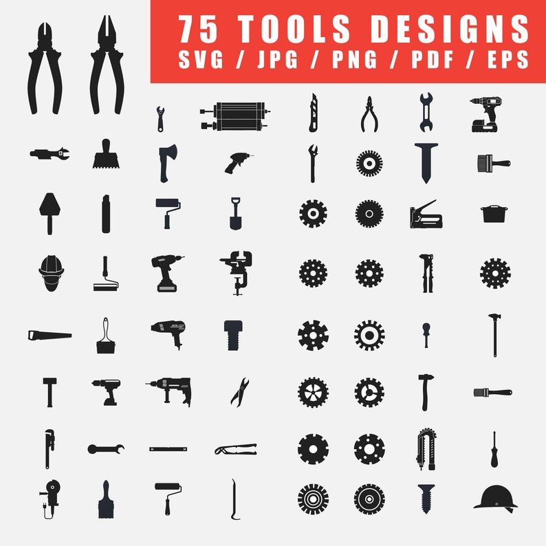 Tools Svg Bundles, Hammer Svg, Tools Clipart, Wrench Svg, Tools Svg Cut ...