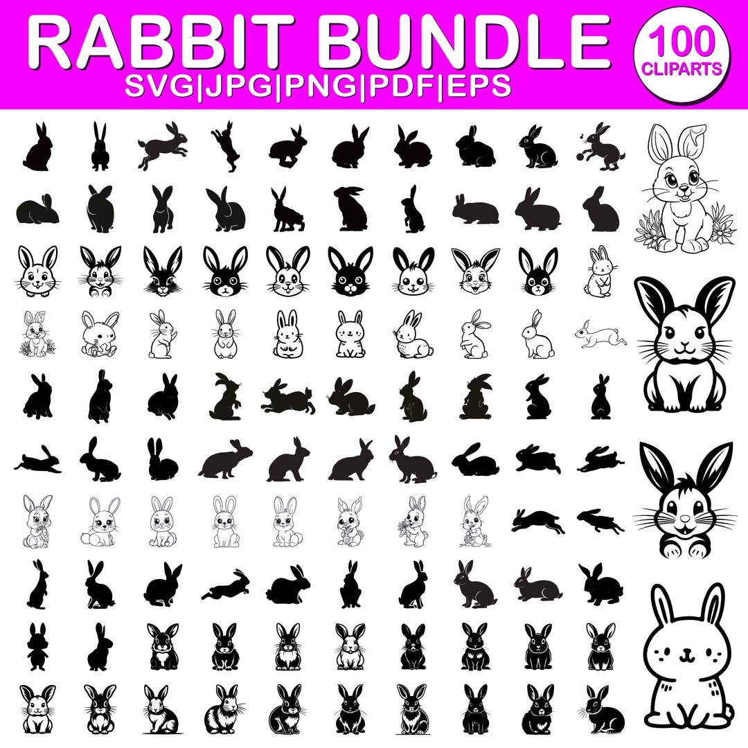 Rabbit Svg Clipart, Rabbit Svg Silhouette, Rabbit Cut Files, Bunny ...