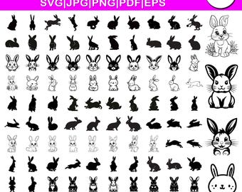 Rabbit Svg Clipart, Rabbit PNG Shirt Prints, Rabbit Svg, Rabbit Cut ...