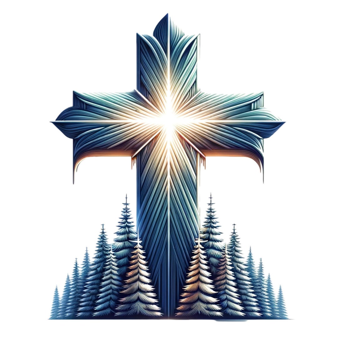 Cute Winter Cross Png, Shining Cross Png, Ice Winter Christmas Tree ...