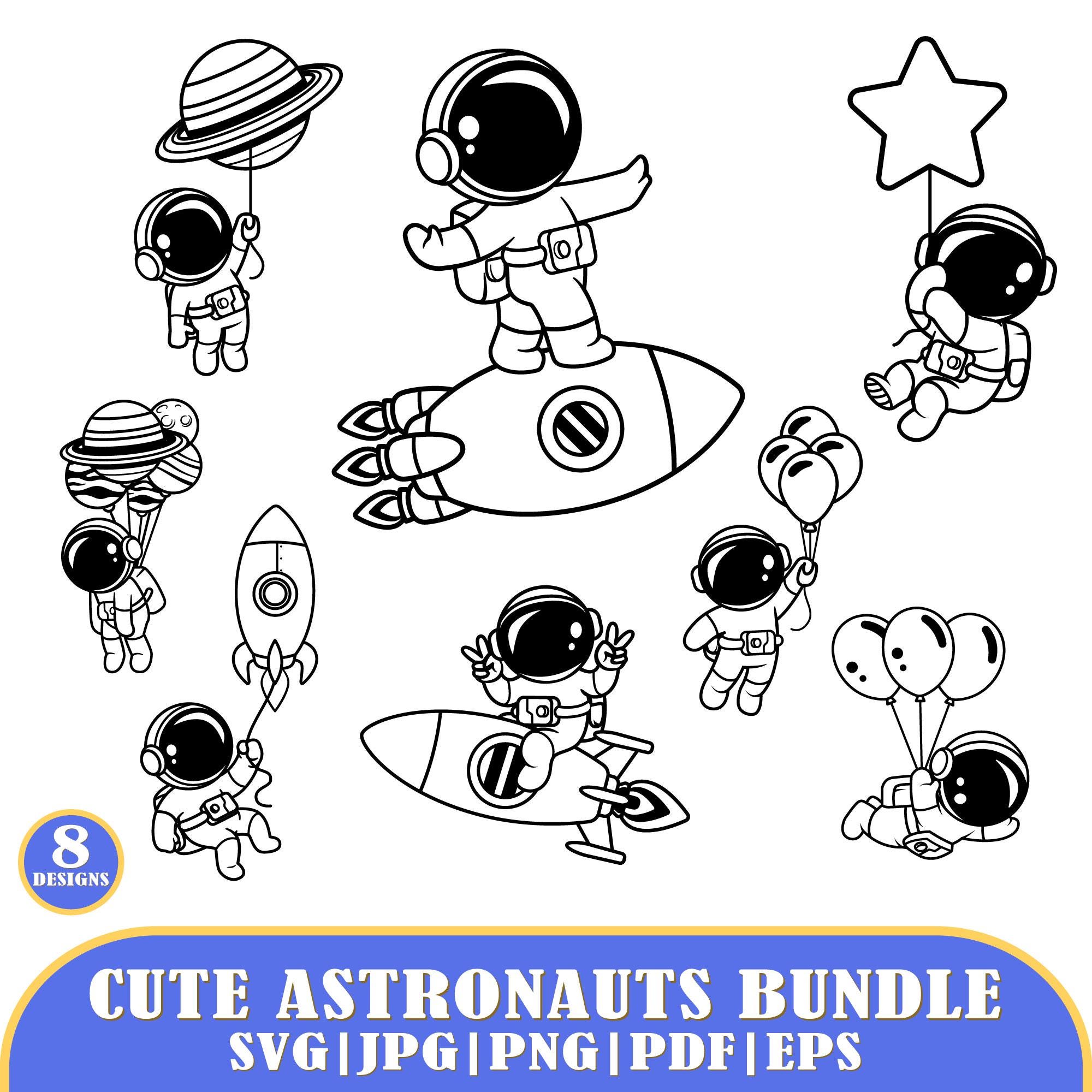 Cute Astronaut Svg, Astronaut on Space Rocket Svg, Astronaut Carrying ...
