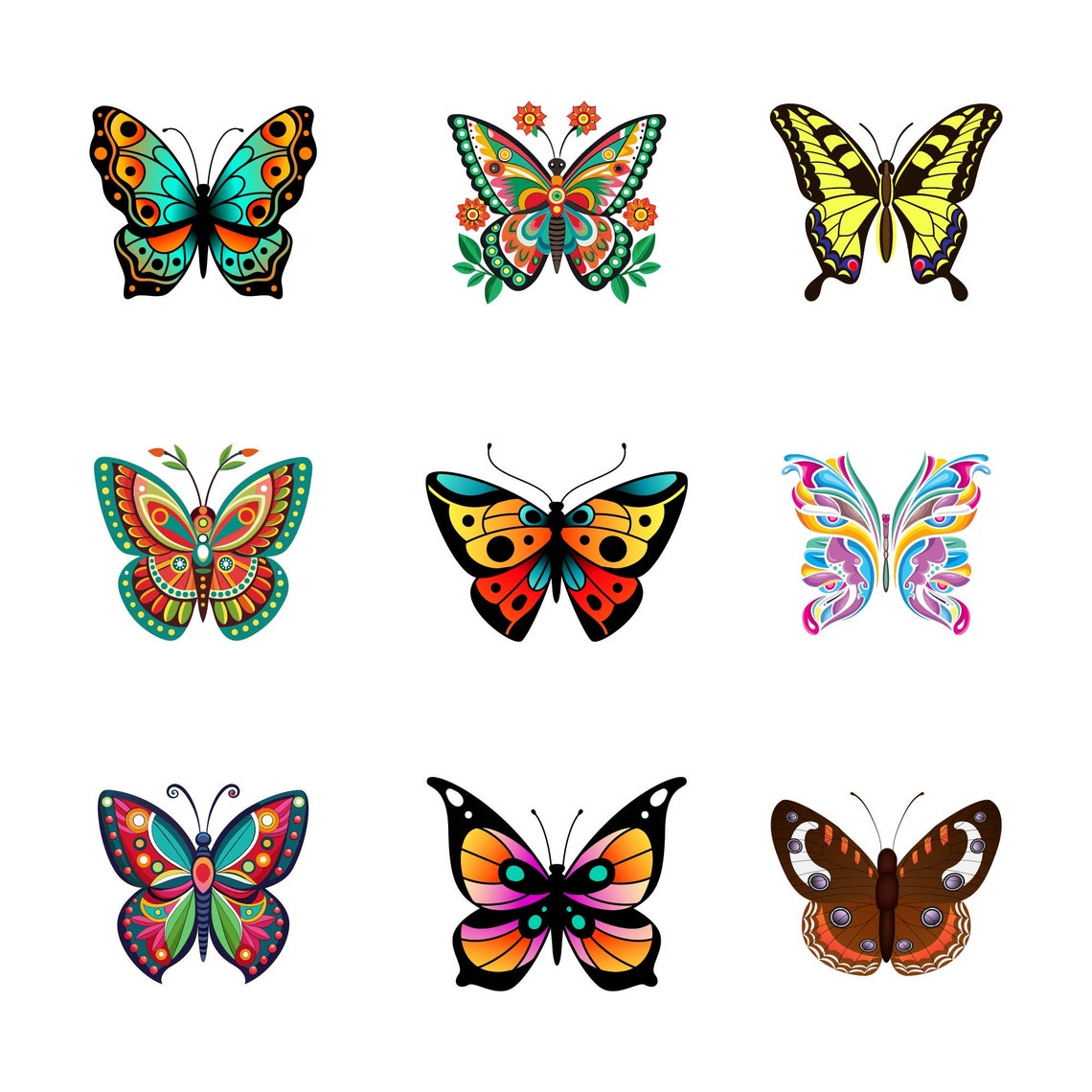Colorful Butterfly 18 Svg Bundles, Color Butterfly PNG Bundle ...