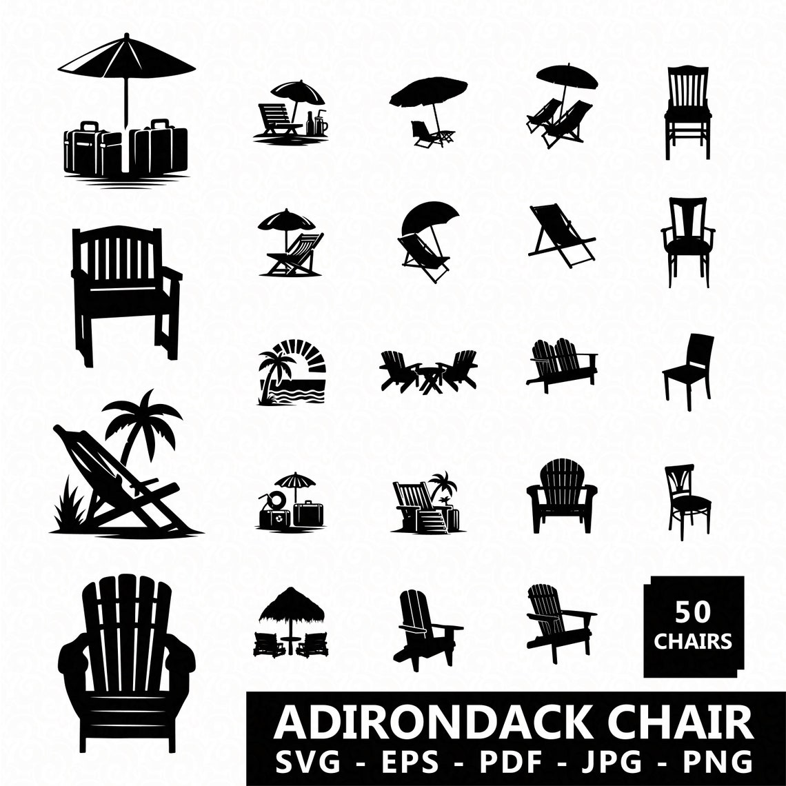 Cute Chair Svg Bundles, Chair Clipart, Beach Chair, Vacation Chair Svg ...