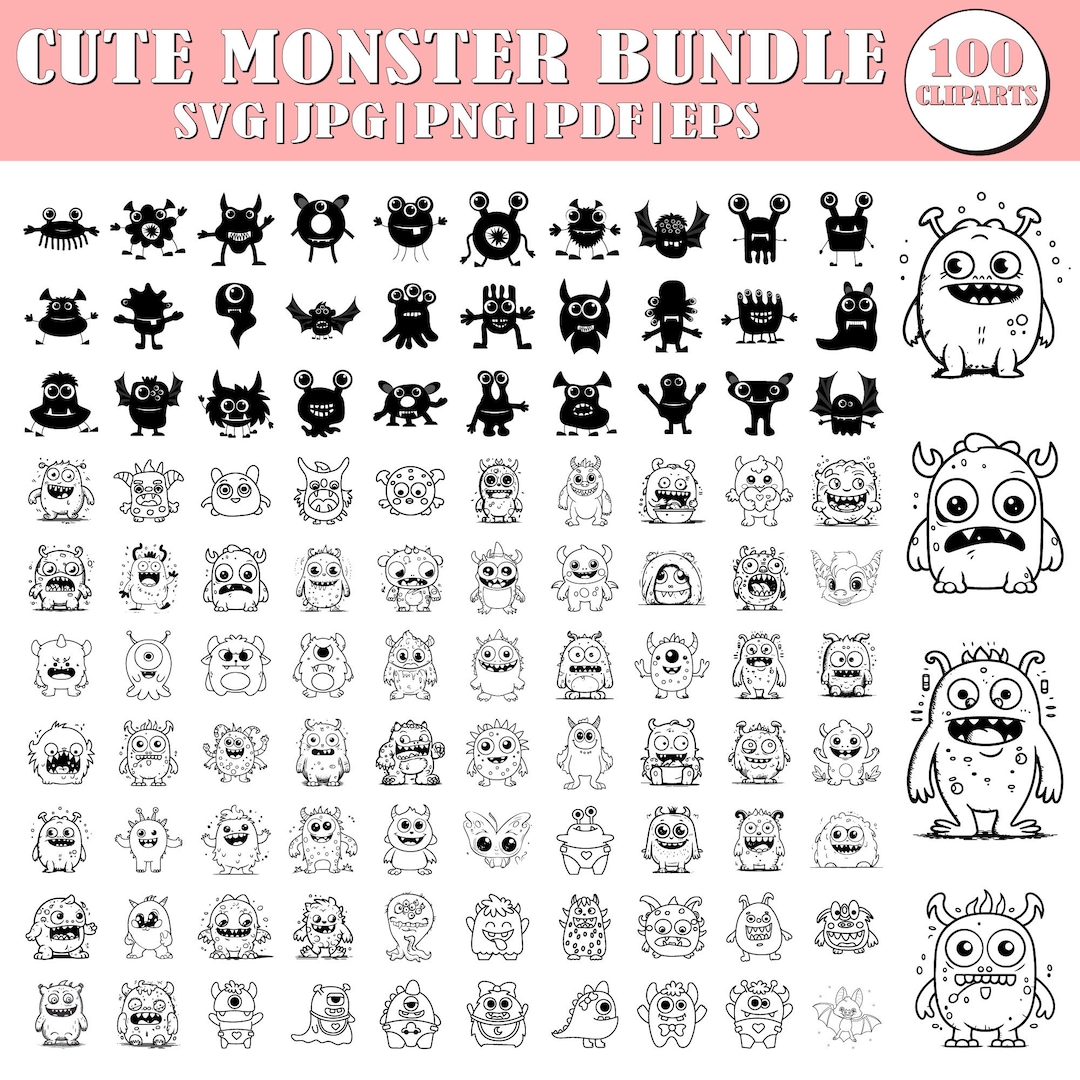 Monster Svg Bundles, Moster Clipart, Monster PNG, Monster Designs, One ...