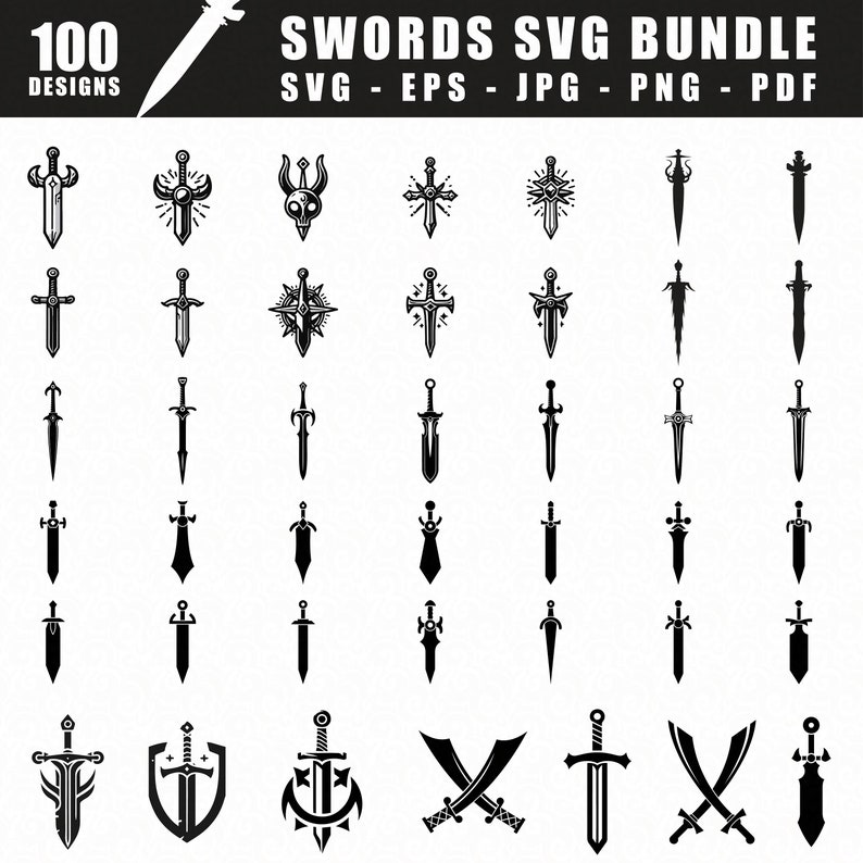 Sword Svg Bundles, Sword Clipart, Weapon Svg, Swords Cut Files for ...